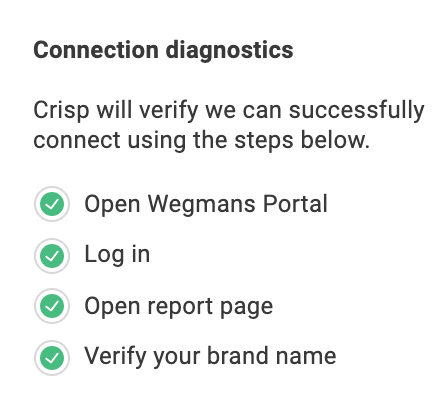 Wegmans connector setup guide – Crisp Knowledge Base